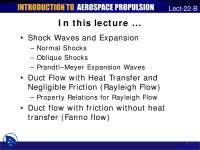 Shock Waves - Introduction to Aerospace Propulsion - Lecture Slides - Docsity