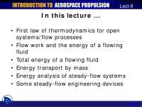First Law of Thermodynamics - Introduction to Aerospace Propulsion - Lecture Slides - Docsity