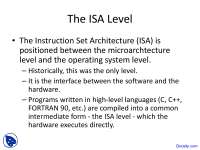 Instruction Set Architecture - Principles of Computer Architecture - Lecture Slides - Docsity