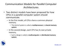 Communication Models - Operating Systems Computing - Lecture Slides - Docsity