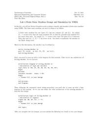 Finite State Machine Design - Advanced Digital Design - Lab Handouts - Docsity