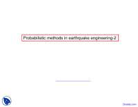 Earthquake Load Specification - Stochastic Structural Dynamics - Lecture Slides - Docsity
