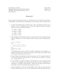 Binary Numbers - Advanced Digital Design - Homework | Exercises Verilog and VHDL | Docsity