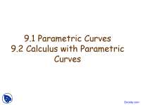 Parametric Curves - Calculus II - Lecture Slides - Docsity