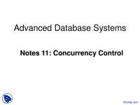 Concurrency Control - Advanced Database System - Lecture Slides - Docsity