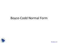 Boyce-Codd Normal Form - Database Design - Lecture Slides - Docsity