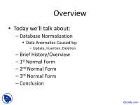 Database Normalization - Database Design - Lecture Slides - Docsity