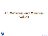 Maximum and Minimum Values - Calculus I - Lecture Slides - Docsity