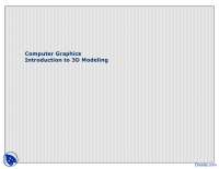 3D Modeling - Computer Graphics - Lecture Slides - Docsity