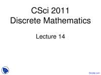 Division Algorithm - Discrete Mathematics - Lecture Slides | Slides Discrete Mathematics | Docsity