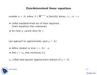Overdetermined Linear Equations - Matrix Computation - Lecture Slides - Docsity