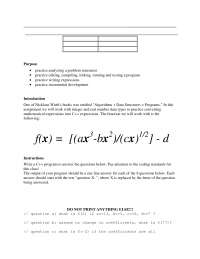 Problem Statement - Computers and Programming I - Assignment - Docsity