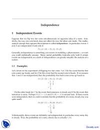 Independence - Mathematics for Computer Science - Lecture Slides - Docsity