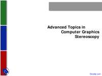 Stereoscopy - Advanced Topics in Computer Graphics - Lecture Slides - Docsity