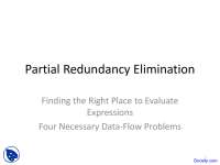 Partial Redundancy Elimination - Advanced Compiling Techniques - Lecture Slides - Docsity