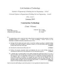 Cross Sections - Construction Technology - Past Exam Paper - Docsity