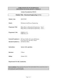 Standard Power - Electrical Engineering - Past Exam Paper - Docsity