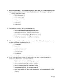 Principles of Management - Final Exam | MGT 3200 - Docsity