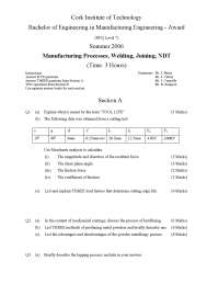 Typical Applications - Manufacturing Processes - Past Exam Paper ...
