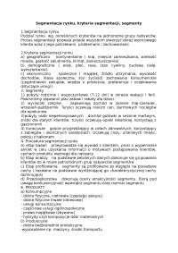 Segmentacja rynku, kryteria segmentacji, segmenty - Notatki - Marketing ...