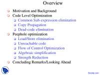 Optimization - Programming Language Translation - Lecture Slides - Docsity