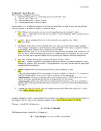Worksheet 4 with Answers - Ecology Lab | PCB 3043L - Docsity
