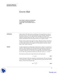 Gravity Slide - General Physcis - Lab Handouts - Docsity
