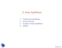 Static Equilibrium - General Physcis - Lecture Slides - Docsity