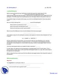 Locating Earthquakes - General Geology - Lecture Notes - Docsity