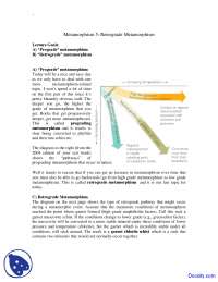 Retrograde Metamorphism - General Geology - Lecture Notes - Docsity