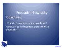 Population Geography - Geography - Lecture Slides - Docsity