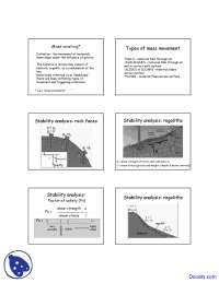 Mass Movement - Geography - Lecture Slides - Docsity