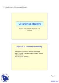 Geochemical Modelling - Geochemistry I - Lecture Slides - Docsity