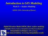 Digital Elevation Model - GIS and Mapping - Lecture Slides - Docsity
