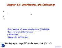 Interference and Diffraction - General Physics - Lecture Slides - Docsity