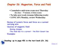 Force and Field - General Physics - Lecture Slides - Docsity