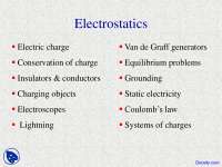 Electrostatics - Physics - Lecture Slides - Docsity