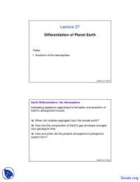 Differentiation - Geochemistry - Lecture Slides - Docsity