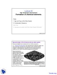 Formation - Geochemistry - Lecture Slides - Docsity