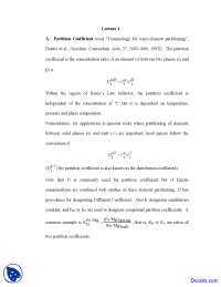 Partition Coefficient - Geochemistry - Lecture Notes - Docsity