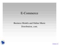 Business Models - E-Commerce - Lecture Slides | Slides Fundamentals of E-Commerce | Docsity