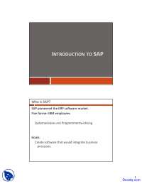 Introduction to SAP - Buisness Management - Lecture Slides - Docsity