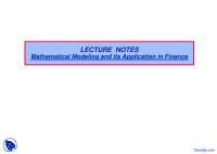 Mathematical Modeling - Marketing - Lecture Slides - Docsity