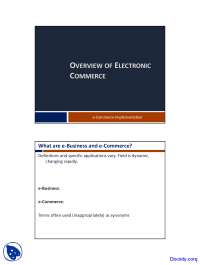 Commerce Pioneer - E-Commerce - Lecture Slides - Docsity