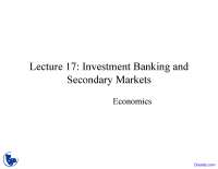 Investment Banking - Banking - Lecture Slides | Slides Banking and Finance | Docsity