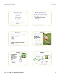 Mental Imagery - Introduction to Cognitive Psychology - Lecture Slides - Docsity