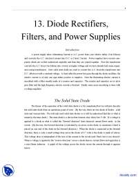 Diode Rectifiers - Electronics - Lab Handout - Docsity