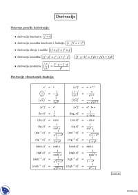 Tablica derivacija | Ispiti' predlog Inženjerska matematika - Docsity