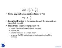 Finite Population Correction - Survey Sampling Techniques - Lecture Slides - Docsity