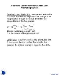 Faraday’s Law of Induction - General Physics - Lecture Notes - Docsity